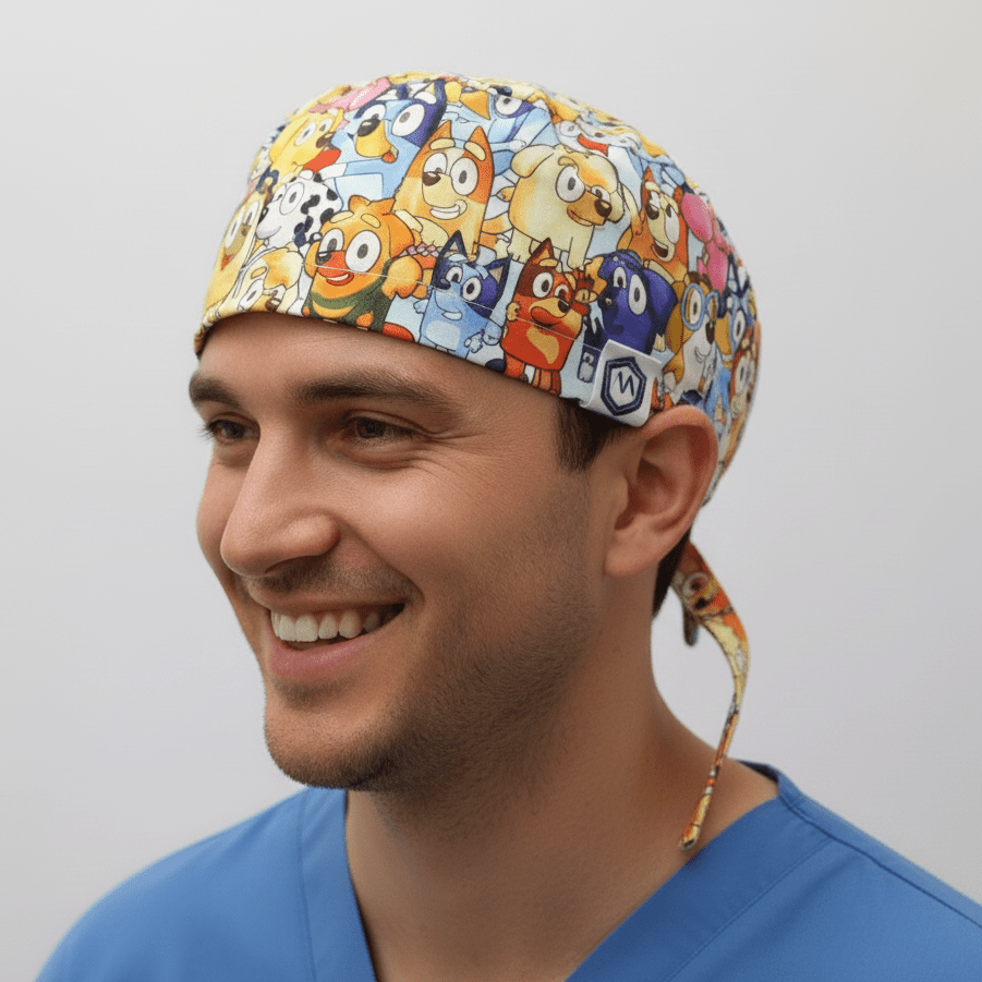 Bluey Crowded Family + Friends Kawaii Style Scrub Cap – Medicus Caps